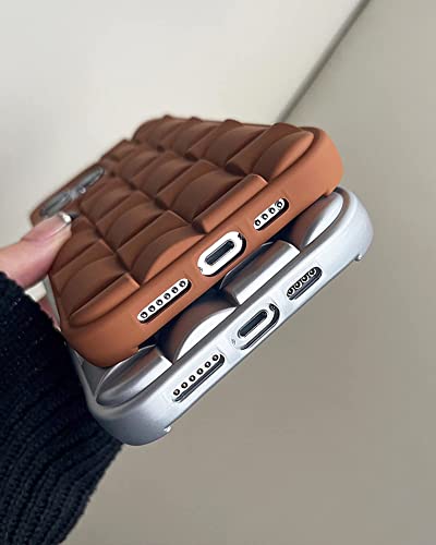 Ginkgonut Compatible with iPhone 13 Pro Case for Women/Girls, Cute 3D Laid Desgin Soft Silicone Shockproof Raised Bumper Corners Case for iPhone 13 Pro(Brown)