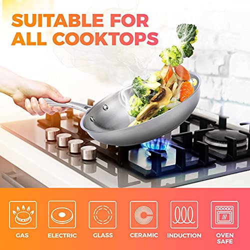 Mueller Pots and Pans Set 17-Piece, Ultra-Clad Pro Stainless Steel Cookware Set, Ergonomic and EverCool Stainless Steel Handle, Includes Saucepans, Skillets, Dutch Oven, Stockpot, Steamer and More