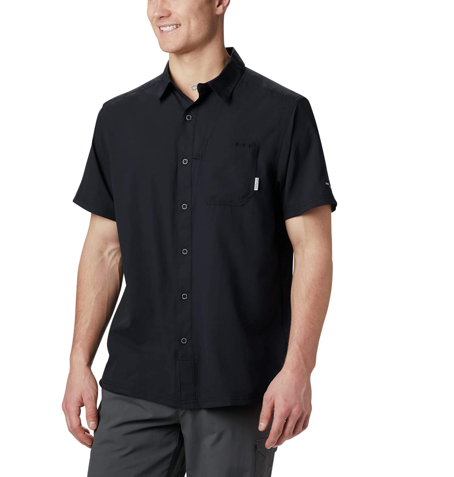 Columbia Men's Standard Slack Tide Camp Shirt, Black, Large