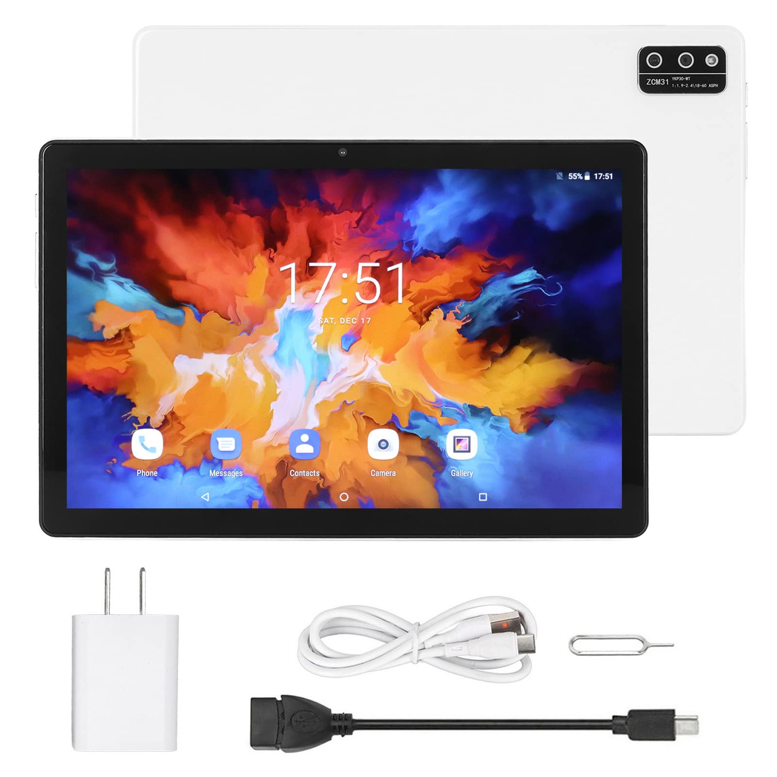 Desktop Tablet, Micro Edge Dual Camera 5G WiFi 4G LTE Tablet PC 10.1 Inch IPS 2 Card Slots for Business (US Plug)