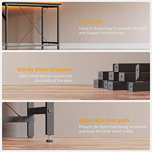 Cubiker 59.1" L-Shaped Gaming Desk, Home Office Computer Desk with Monitor Stand, Walnut