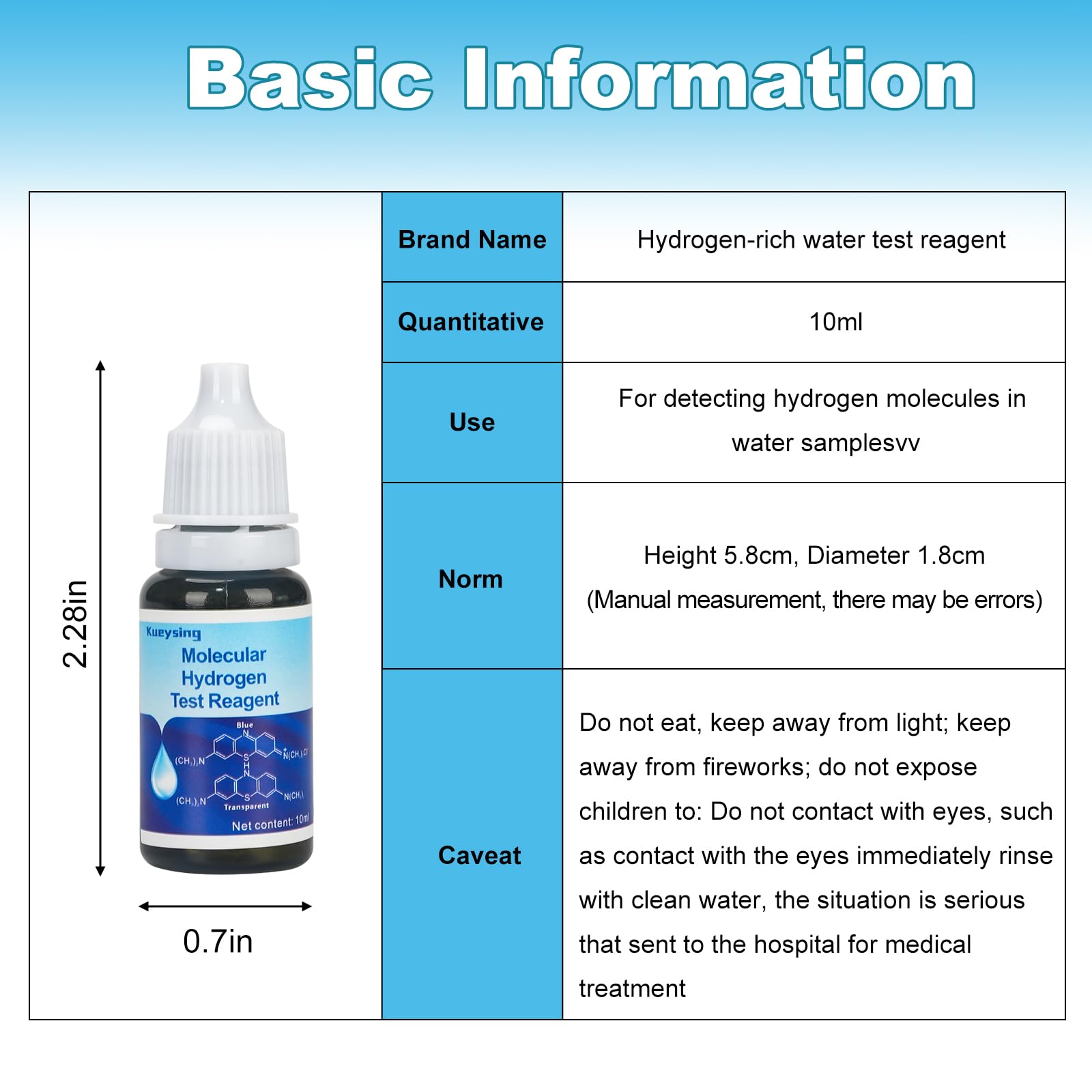 Kueysing Hydrogen Test Reagent,Dissolved Hydrogen Test Reagent ,H2Blue,Test The Concentration of Hydrogen Molecules in Water