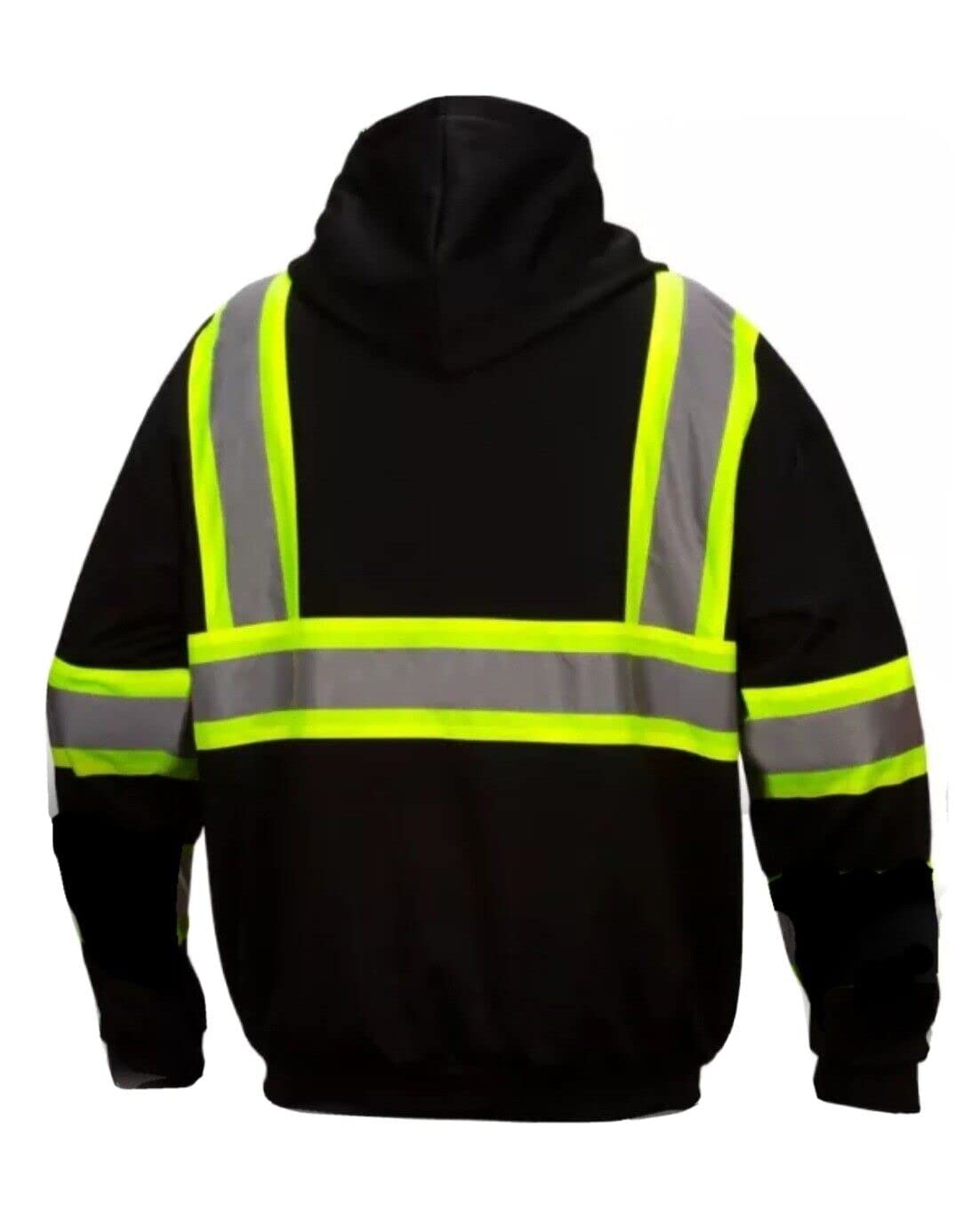 Exgreem High Visibility Hi Vis Hoodies Class 3 Safety Hooded Fleece Lined Sweatshirt (as1, alpha, xx_l, regular, regular, Black, XXL)