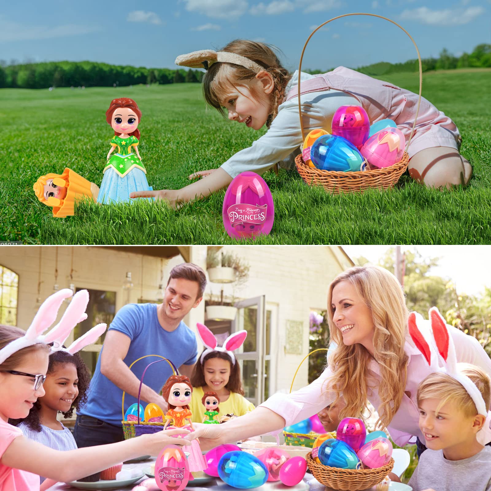 Dodosky Easter Basket Stuffers for Kids Toddler, 4 Pack Princess Deformation Easter Eggs with Toys Inside Easter Toys Easter Basket Stuffers Filler Gifts Easter Basket Toys - Easter Gifts for Girls