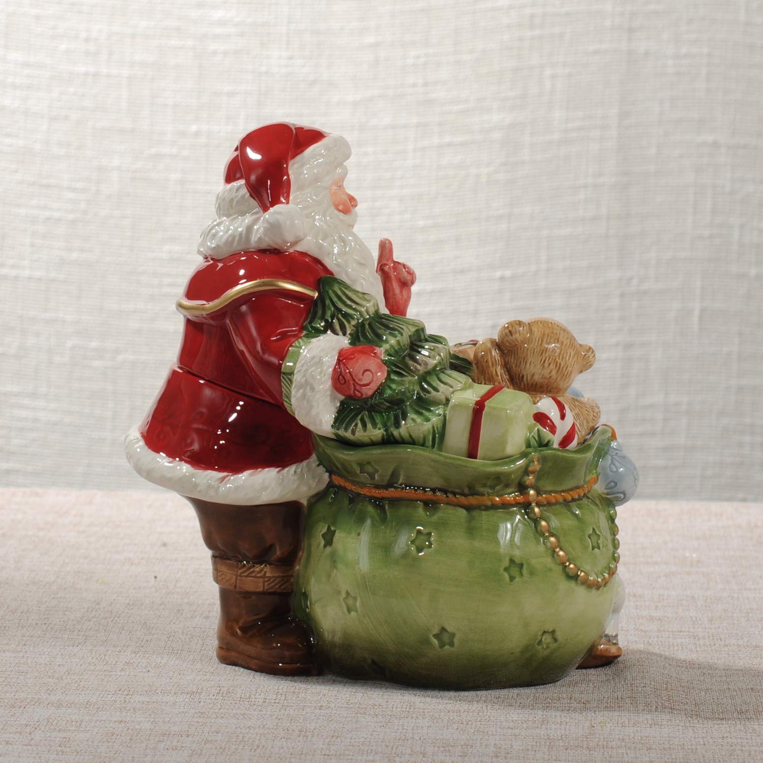 Minigift Ceramic Christmas Storage Container With Lid Candy and Cook Jar ,3D Handpainted Santa Claus Design