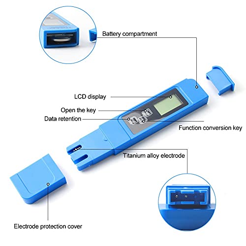 GHGHF LCD Digital 3 in1 Meter Tester 0-9990ppm Conductivity Detector Water Quality Monitor Purity Measure Tool