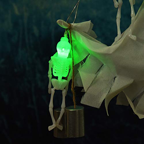 DAYLIGHTIR 2Pack Ghost Skeleton Lights Halloween String Lights, 15LED Remote-Control Baterry-Powered Perfect Halloween Decoration for Outdoor, Indoor, Garden, Yard, Tree, Party (2, Green)