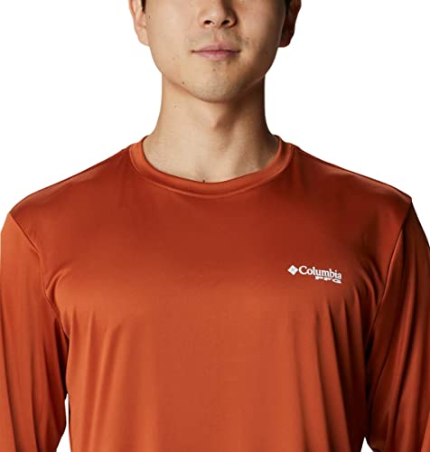 Columbia Men’s PFG Terminal Tackle Destination Long Sleeve, Sun Protection, Red Spark/Georgia, Large