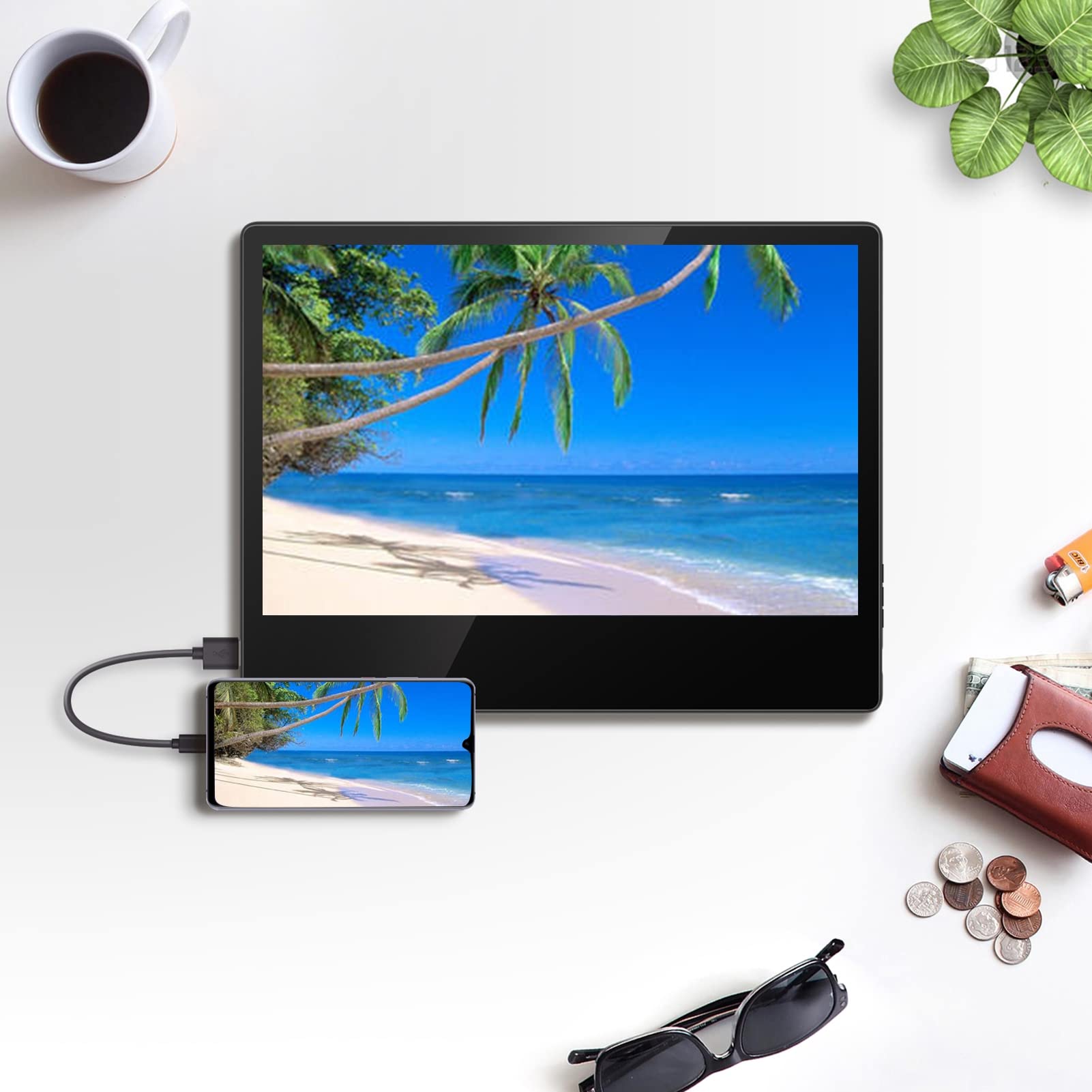 Frogued S3 Portable Monitor 1080P HD-Compatible Dual Speakers Ultra-Thin 13.3 Inch HDMI-Compatible/USB/DC Gaming Display Screen for Computer