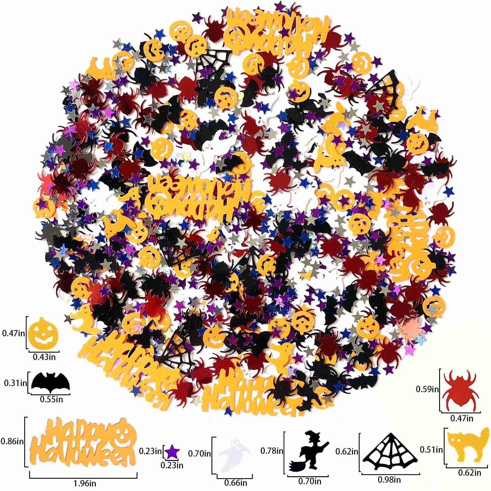 Halloween Confetti Halloween Spider Pumpkin Ghost Bats Witch Shape Table Scatters Confetti for Halloween Decorations Halloween Ghost Pumpkin Confetti Party Sets