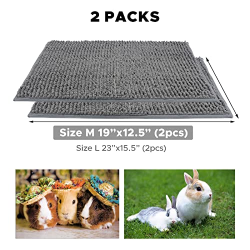 Jevnd 2Pcs Short Chenille Guinea Pig Cage Liner, Washable Rabbit Fleece Sleeping Bed Mat, Reusable Bunny Training Pad/Pee Pad/Blanket for Cat/Chinchilla/Hedgehog and Small Animals (19βx12.5β (2pcs))