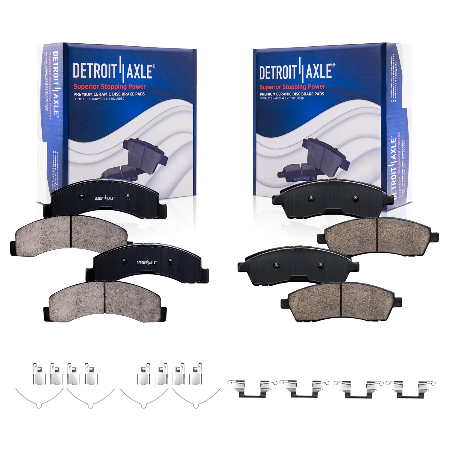 Detroit Axle - Brake Pads for 1999-2004 Ford F-250 F-350 Super Duty 2000-2005 Ford Excursion, 4pc Front & Rear Ceramic Brake Pads Set Replacement