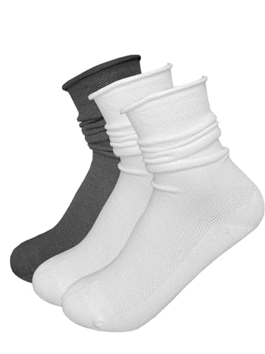 Doitall Summer Crew Socks for Women Cute Slouch Loafer Sock Cotton Mesh Socks Womens White Black Socks Size 5-7