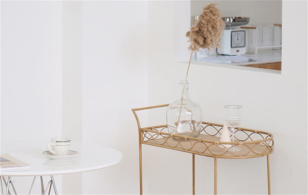 FEER Homestay Dormitory Rattan Kitchen Island Simple Restaurant Balcony Double Layer Cart Coffee Shop Storage Trolley