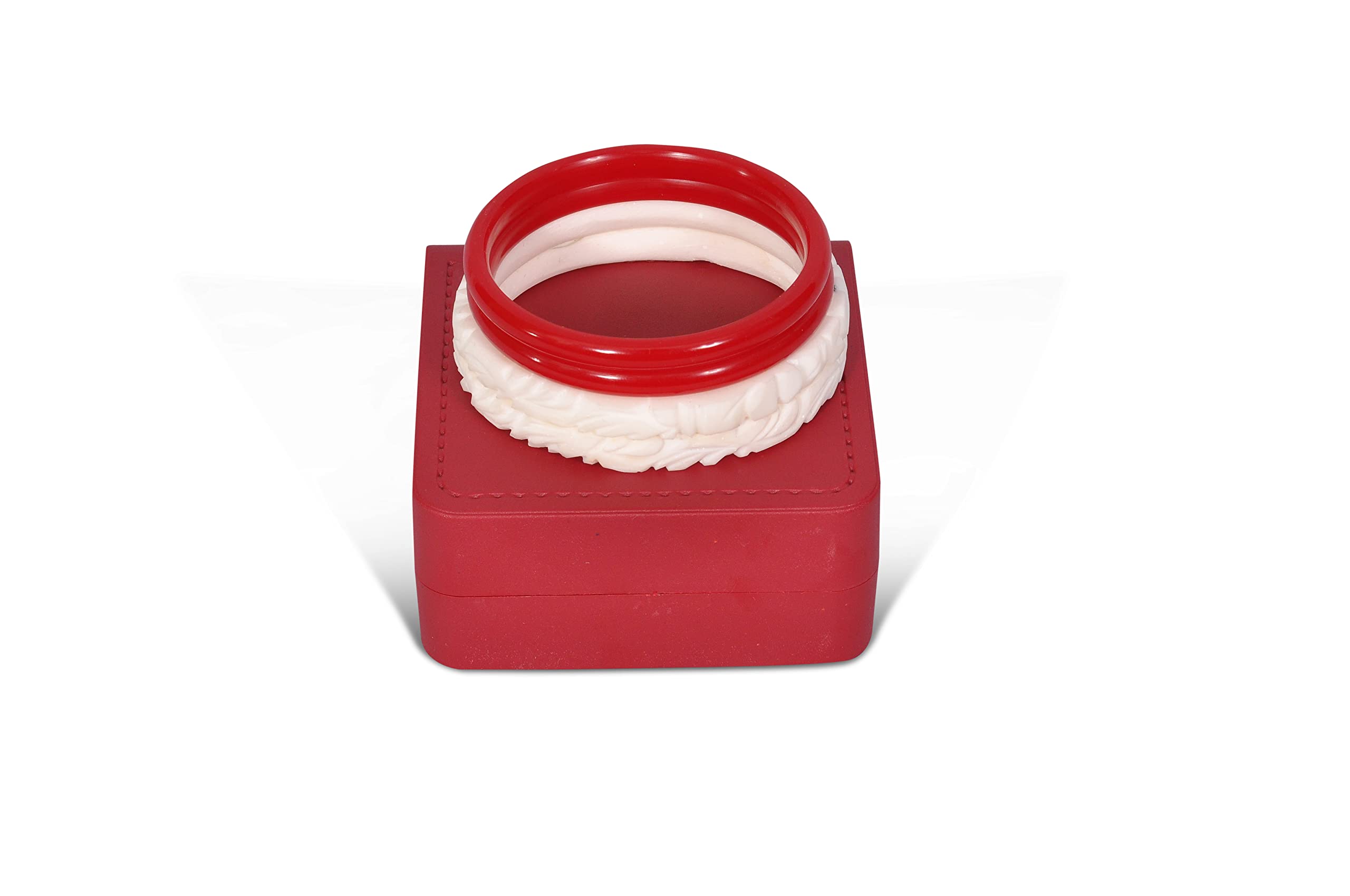 DigiRake Shanka Pola Bangles Original Set with Jewellery Bangle Box | Conch Shell Bangles | Bengali Bangles for Women | Sankha Chudi | Chudi Set | Shell Jewellery For Women (White, Medium)