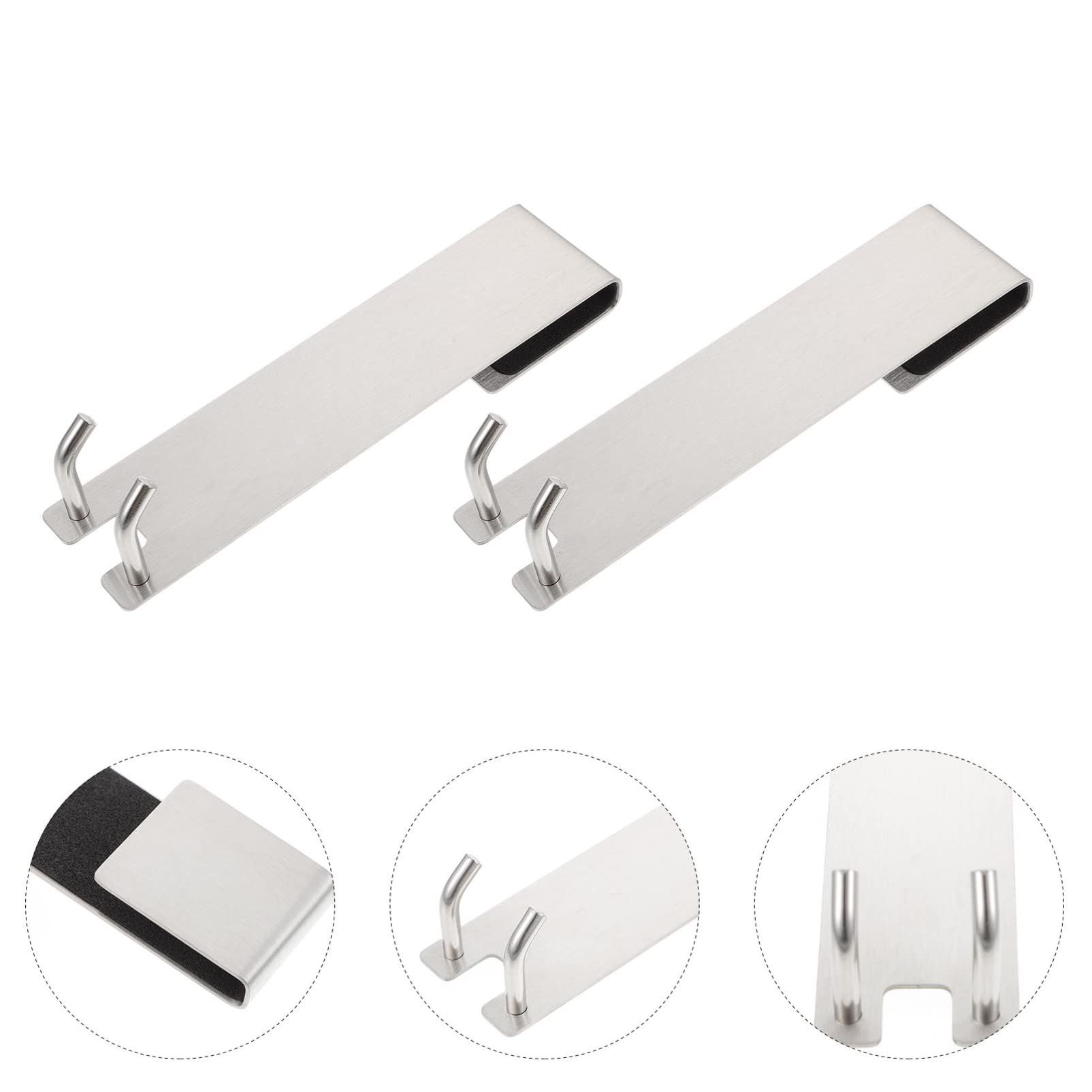 DOITOOL Towel Hooks 4pcs Back Door, Hangers Stainless Door Over Towel Cabinet for Hanger Punch Hooks Squeegee Robe Glass Hats Free Extended The Hook Frameless Storage Bathroom Clo Home Towel Hook
