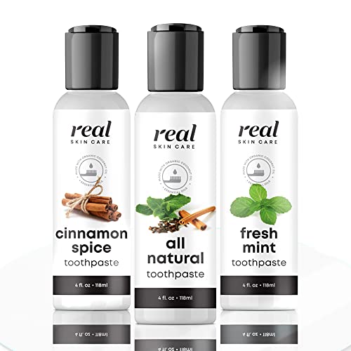 Real Skin Care Coconut Toothpaste | Handmade in The USA | All Natural | All Natural Organic Fluoride Free Toothpaste for Healthy Smiles | Flavored Toothpaste for Adults & Kids with Essential Oils