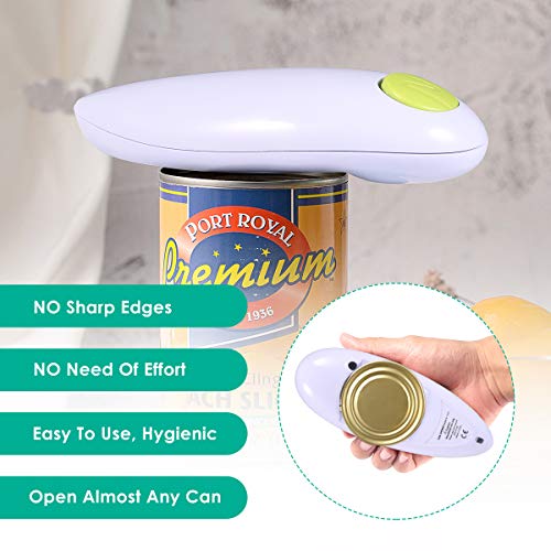 Fathers Day Gifts Easy One-Touch Electric Can Opener with Smooth Edge for Seniors with Arthritis,Food-Safe Automatic Can Openers, Hands Free Kitchen Gadgets for Kitchen Fits Almost All Cans, White