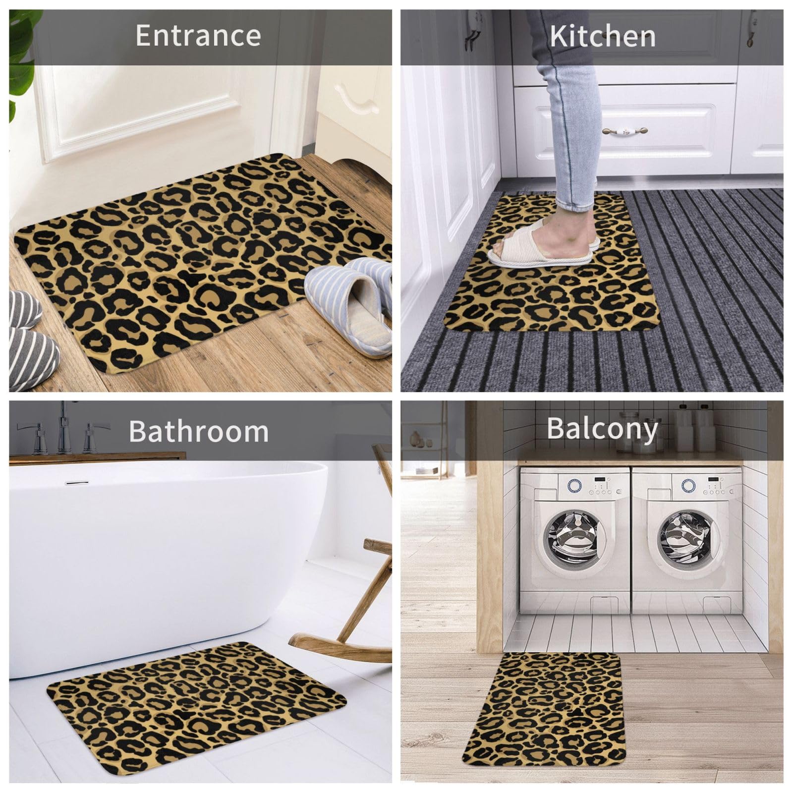 Jbofyee Brown Leopard Texture Area Rug Non-Slip Soft Microfiber Washable Inside Floor Mats Throw Rugs Carpet for Living Room Bedroom Office Dorm Home Decor, 36x24 Mat