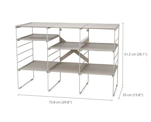 Joseph Joseph Level Adjustable Tier Free Standing Shoe Rack Organizer storage, Durable Shelves and Sturdy Steel Frame, holds 12 pairs