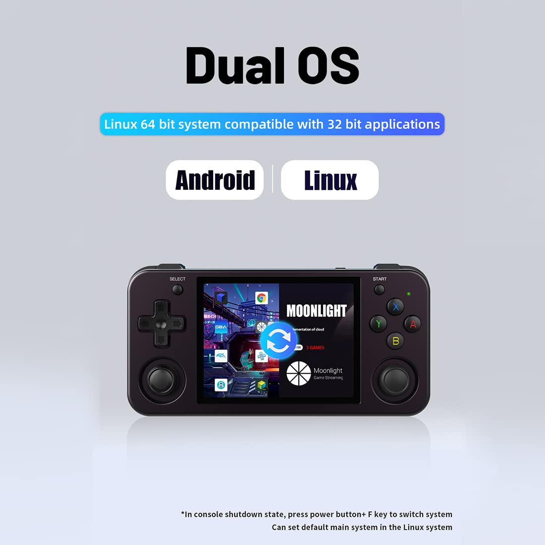 FUNDE RG353M Handheld Game Console Retro Arcade with Built-in 15000 Games, 3.5 Inch IPS Screen Compatible with Linux/Android11 Portable Video Game Console, 16G+64G, 3200mAh