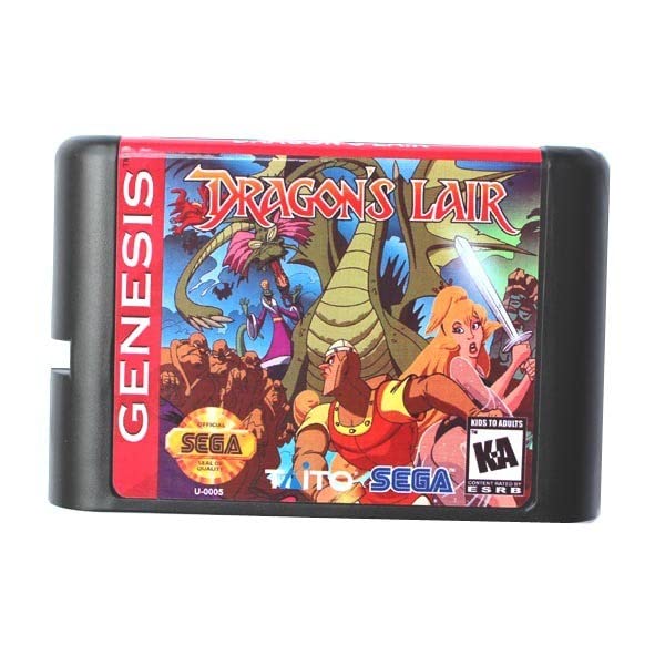 Dragon's Lair 16 Bit MD Game Card For Sega Mega Drive For Genesis (Black)