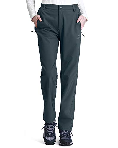 CAMEL CROWN Womens Softshell Pants Fleece Lined Waterproof Windproof Ski Snow Insulated Hiking Hunting Trousers (Black, XL)