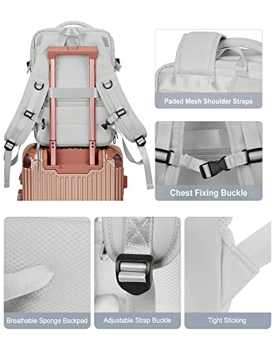 Large Travel Backpack Men,Carry On Backpack,Expandable Airline Airplane Flight Approved Weekender Backpack,Laptop Backpack,Waterproof 40l Business Travel Backpack Women,Overnight Backpack, Grey