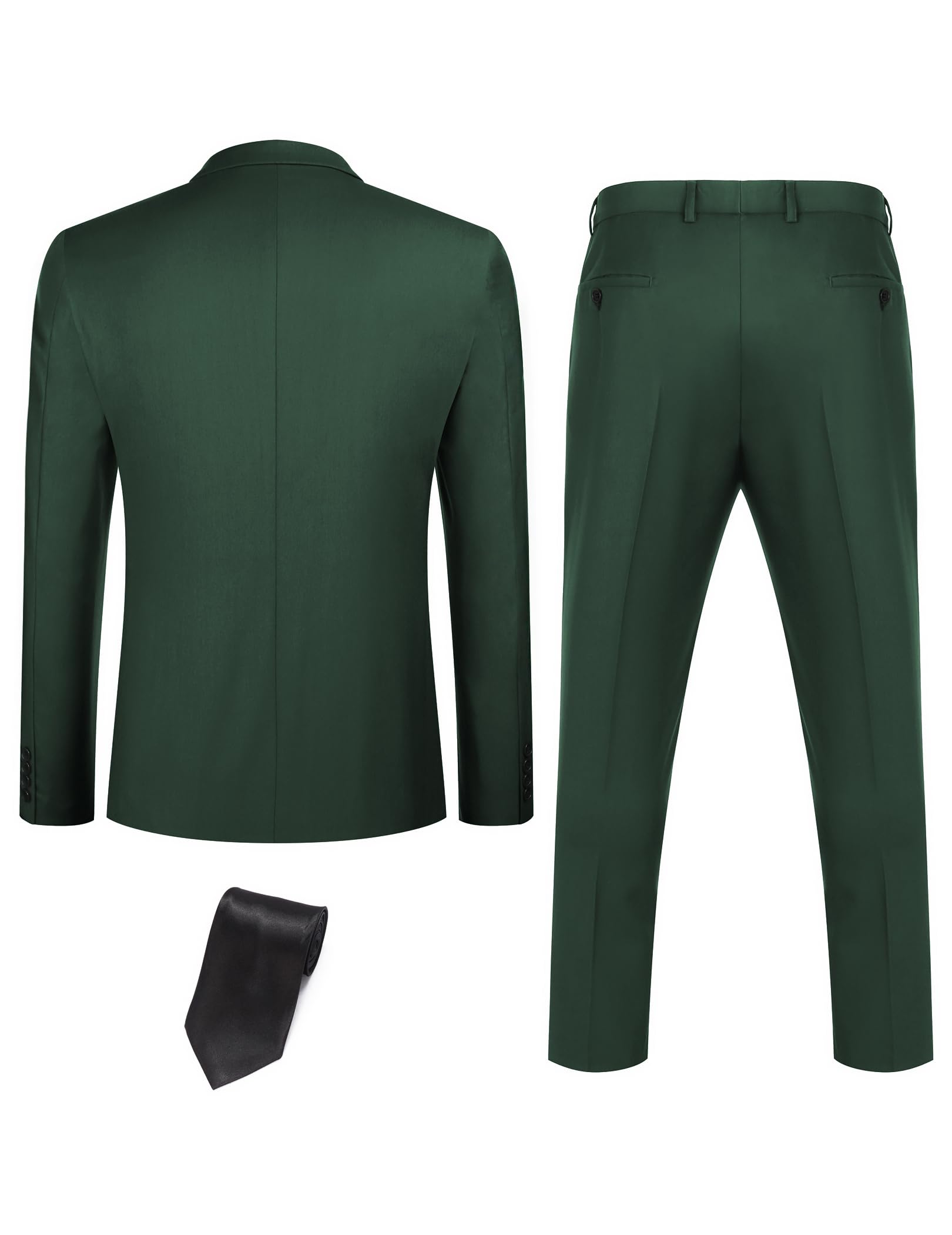 COOFANDY Mens 3 Piece Suits One Button Blazer Jacket Slim Fit Vest Suit Pant with Tie Deep Green