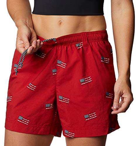 Columbia Women's W Super Backcast Water Short, Red Spark Fish Flag Print, Large x 5