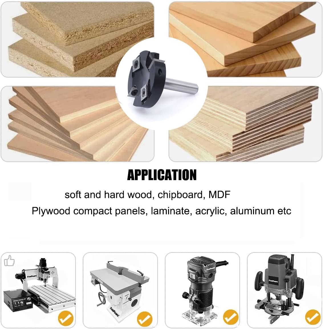 CNC Spoilboard Surfacing Router Bit 1/2 Shank, 2-1/2”Cut Dia, 2+2 Insert Carbide Slab Flattening Router Bits, Planing Bit Wood Planer Bit, for Flycutter/ Slab Leveler/ Rabbeting by Sinoprotools