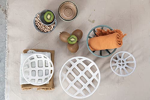 Creative Co-Op S/2 Stoneware Fruit w Reactive Glaze Basket, White, 2