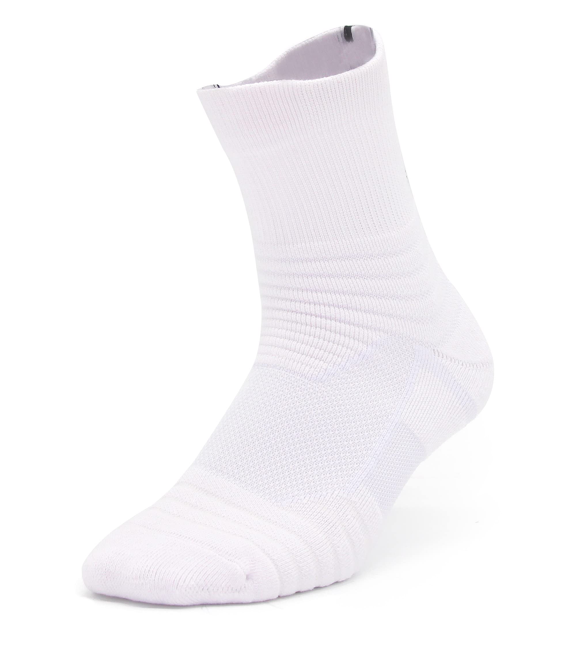 DILIBA Elite Basketball Socks Cushion Athletic Crew Socks for Men's Women's Youth Boy White