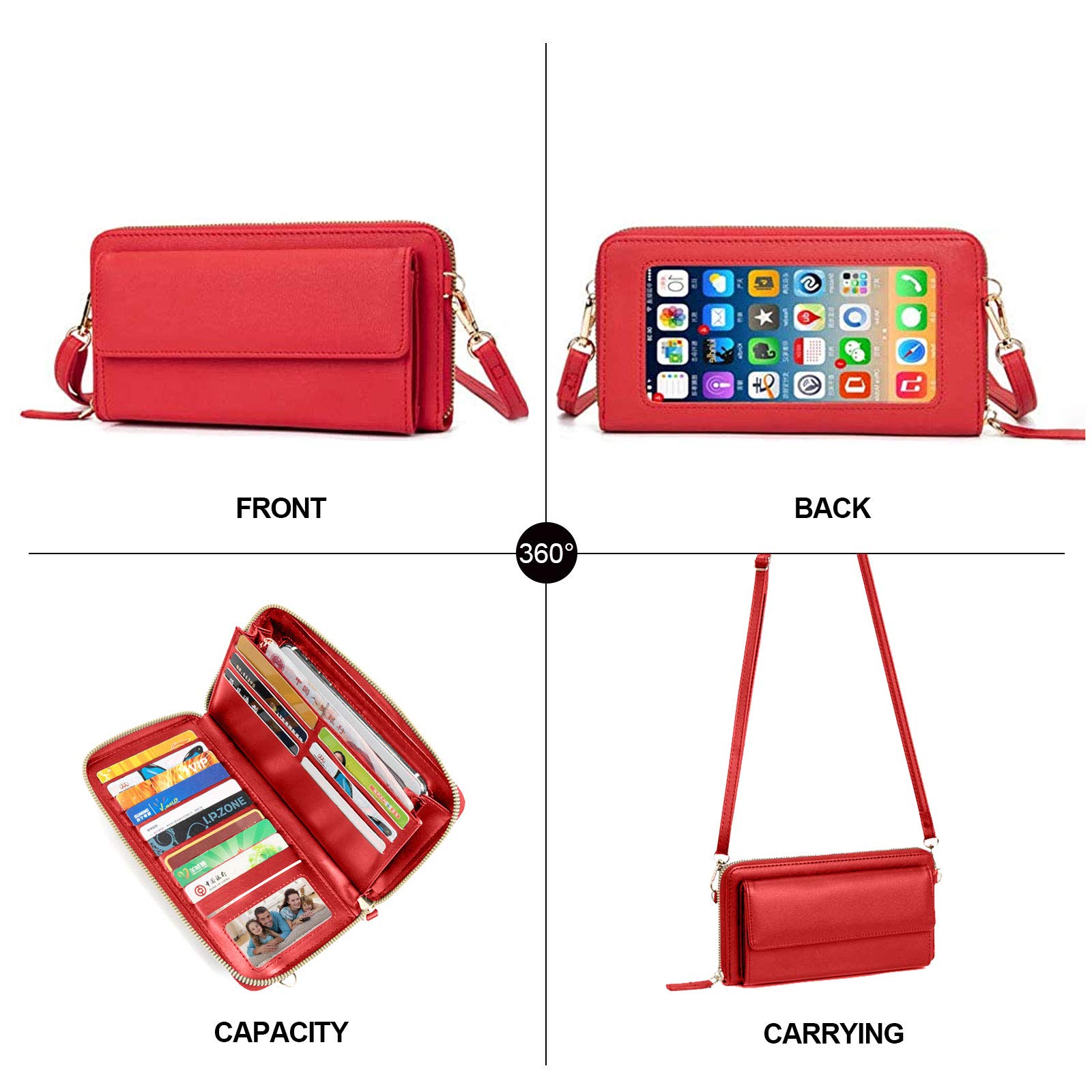 Women Large Touch Screen Crossbody Phone Purse cellphone Bag with 2 straps…