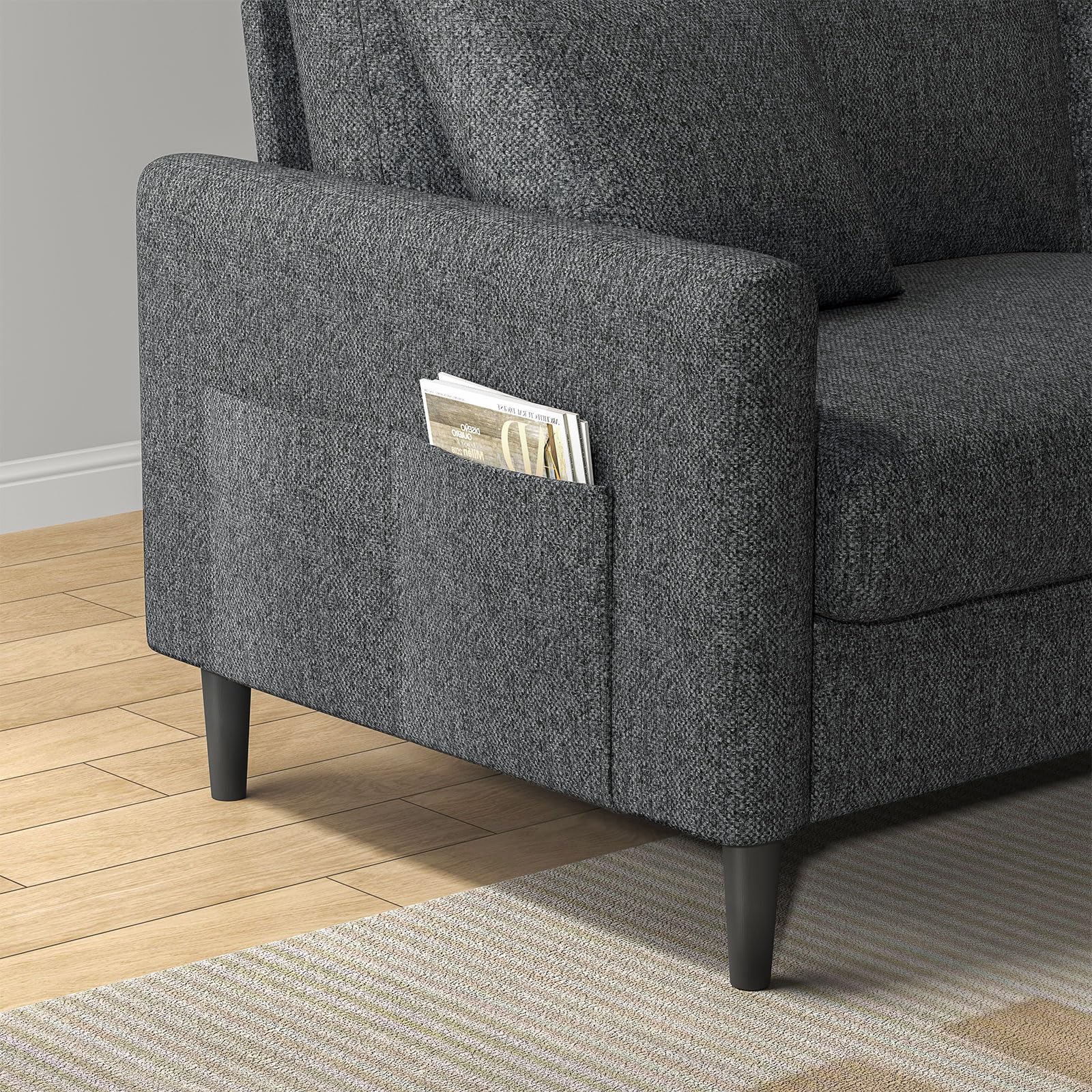 Fadware 73'' Loveseat Sofa, Comfy 2 Seater Couch Love Seat Linen Fabric Sofa Couches for Living Room, Bedroom, Apartment, Grey