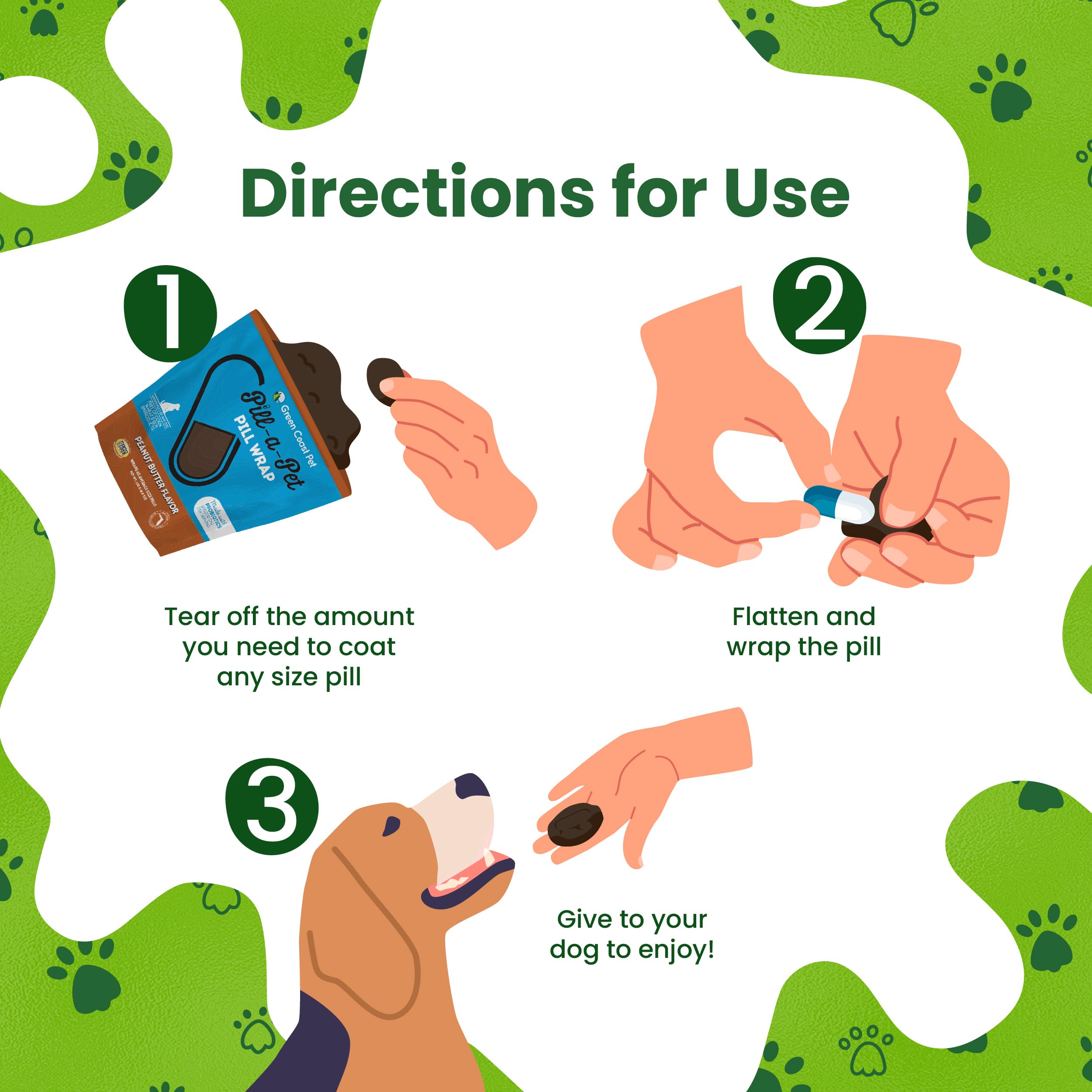 Green Coast Pet Pill-a-Pet Pill Wrap for Dogs Peanut Butter Flavor | Made in USA | Probiotics | 60 Wraps