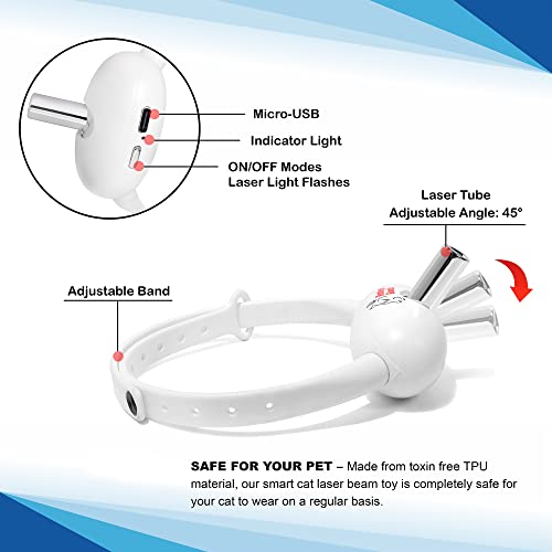 Laser Cat Toy Collar β 2 Adjustable Modes β 15 Minute Standby Shut Off β Rechargeable Micro-USB β Fits Cats and Kittens 200mm to 310mm Neck by Redeye Goods (LM2201)