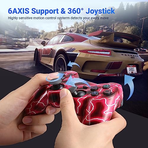 Powerextra Pro PS-3 Wireless Controller for Play-Station 3 with High Performance Upgraded Joystick Rechargeable Battery Double Shock for PS-3(Lightning + Galaxy)