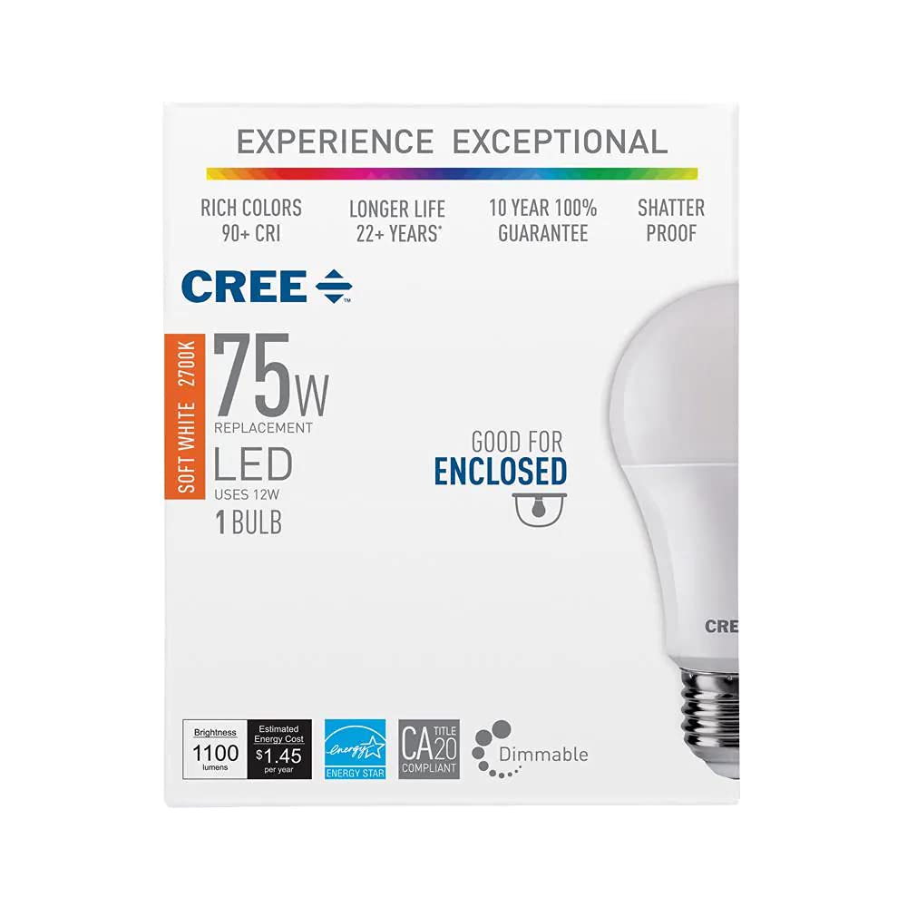Cree Lighting Exceptional Series A19 Bulb, 2700K Dimmable LED Bulb, 75W + 1100 Lumens, Soft White, [7] 1 Packs