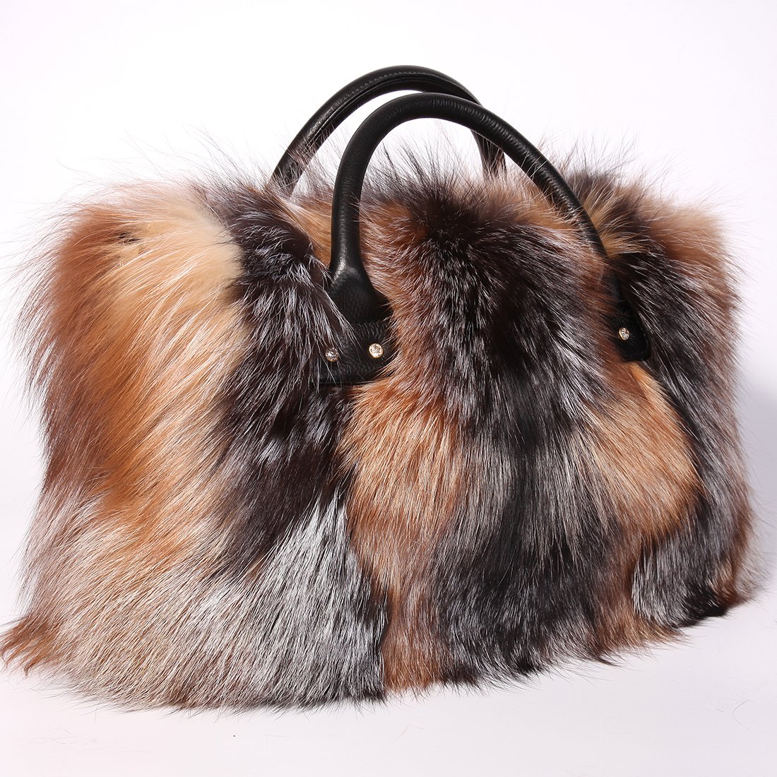 URSFUR Women's Winter Handbag Real Fox Stachel Bag Purse