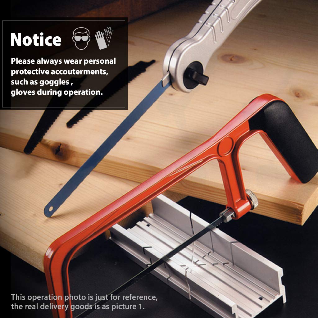 FIRSTINFO H5441 Metal Aluminum Miter Box 9.8 Inch Mitre Box for Manual Saw for Hand Saw 3 Cutting Angles with Fixable Screw