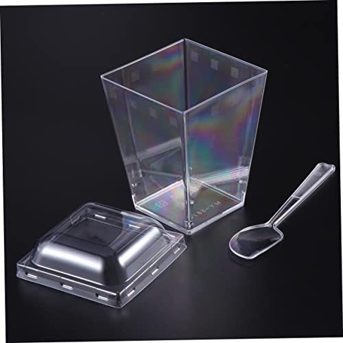 Healeved 20 Sets dessert cup wedding favors jars dessert tumbler cups parfait cups with lids mousse cup clear container with lid appetizer bowls appetizer cup square cube cup jelly cake cup