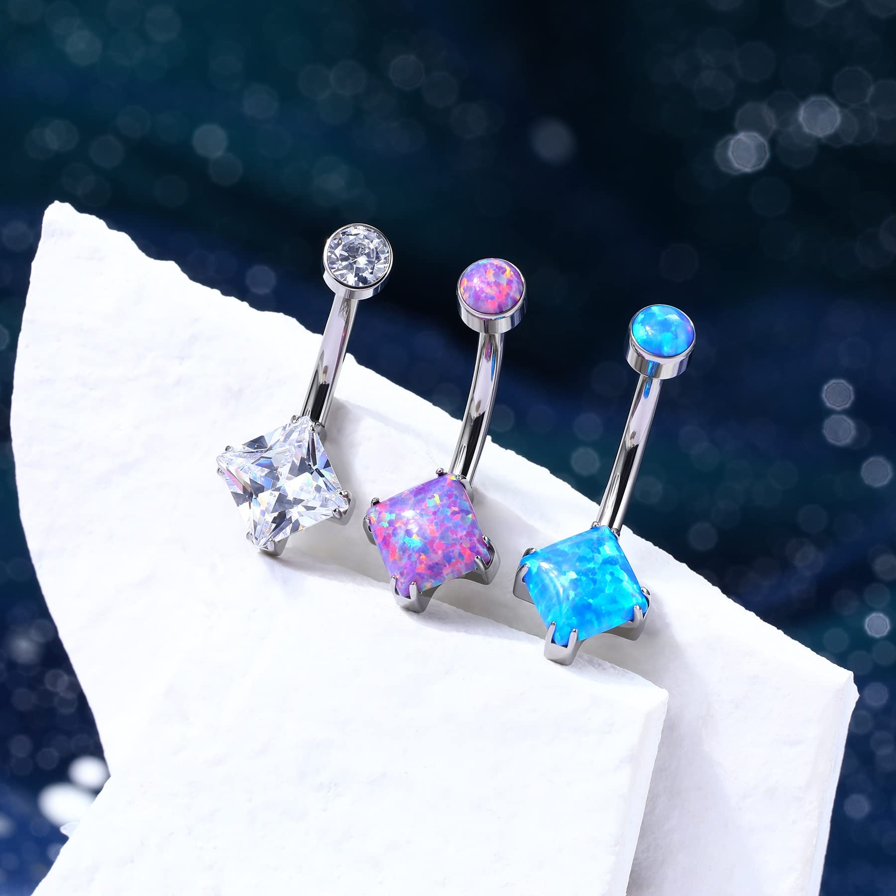 COCHARM G23 Solid 14G Belly Button Ring Titanium Internally Thread Belly Rings Hypoallergenic Surgical Steel Navel Rings for Women Curved Barbell