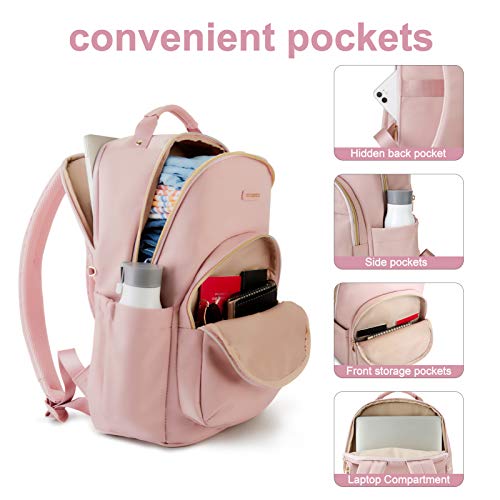 LIGHT FLIGHT Laptop Backpack Women Travel Backpacks Book Bag for 17.3 Inch Computer Carry on Back Pack for Work Travel College Large Pink