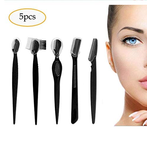 Eyebrow Razor for Women, 5PCS Multipurpose Exfoliating Dermaplaning Tools and Facial Razor with Precision Cover,Safety Beauty Knife for Man and Women