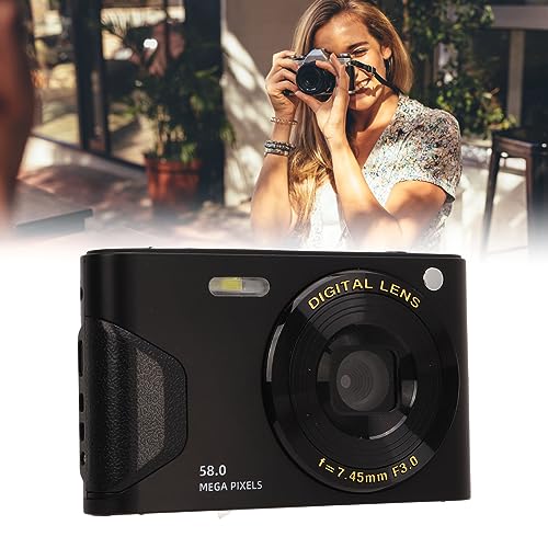 Digital Camera, 58MP Pixel 4K HD Timing Photo Face Recognition Auto Focus Compact Point and Shoot Cameras Portable Small Digital Camera with 2.7in TFT Screen & Tripod Screw Port