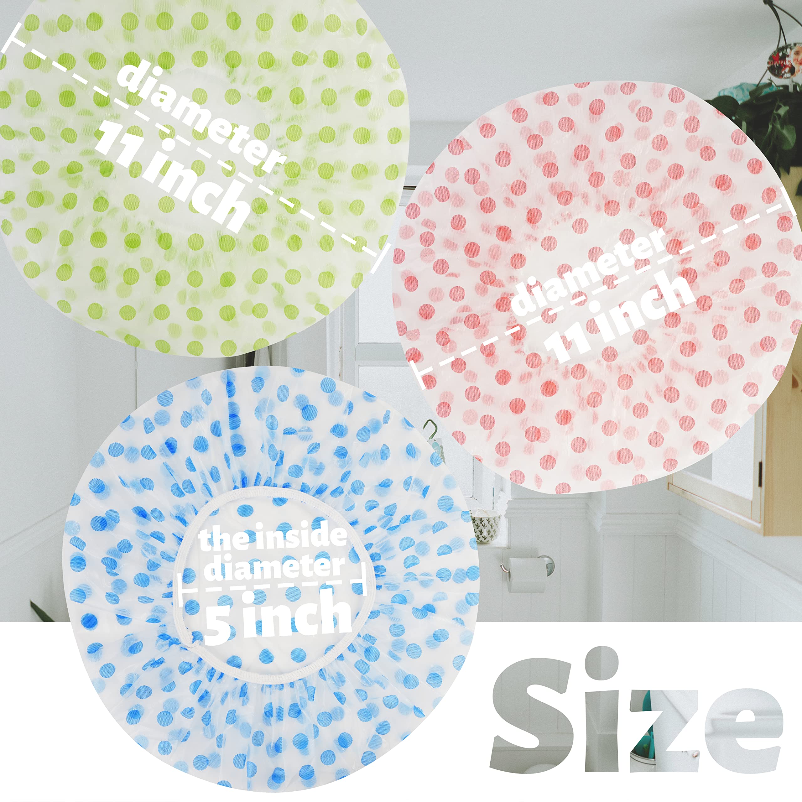 Shower Cap, 12 Pcs Plastic Shower Caps, Shower Caps for Women Reusable Waterproof, Elastic Band Flower Printed Hair Cap for Shower Spa Salon