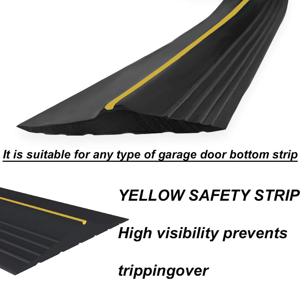 Universal Garage Door Bottom Threshold Seal Rubber Strip with Adhesives, DIY Weatherproof Weather Stripping Replacement (16FT)