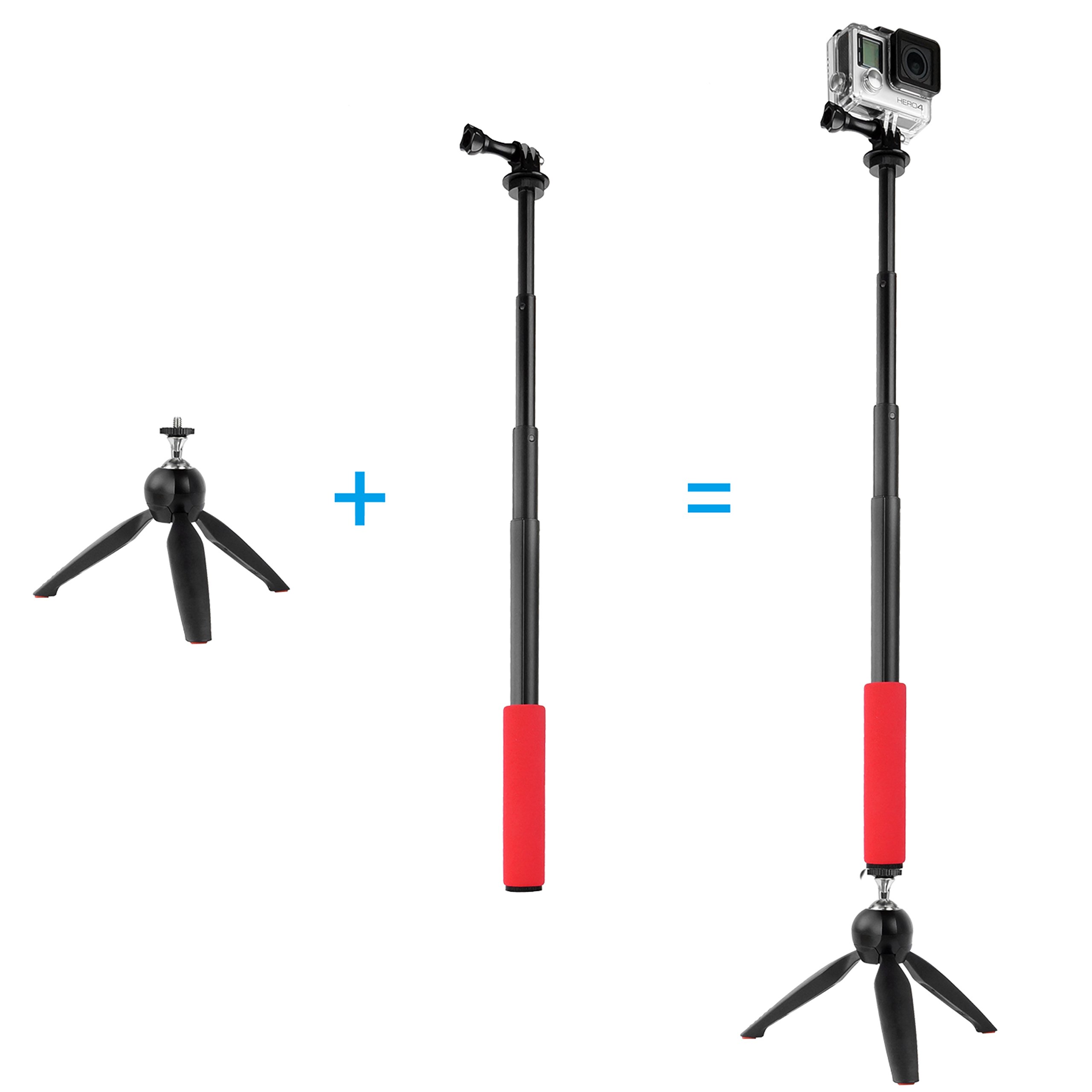 CamKix Premium 3in1 Tripod Base & Hand Stabilizer Grip Compatible with GoPro Hero 8 Black, 7, 6, 5, Black, Session, Hero 4, Session, Black, Silver, Hero+ LCD, 3+, 3, DJI Osmo Action Cams & Smartphone