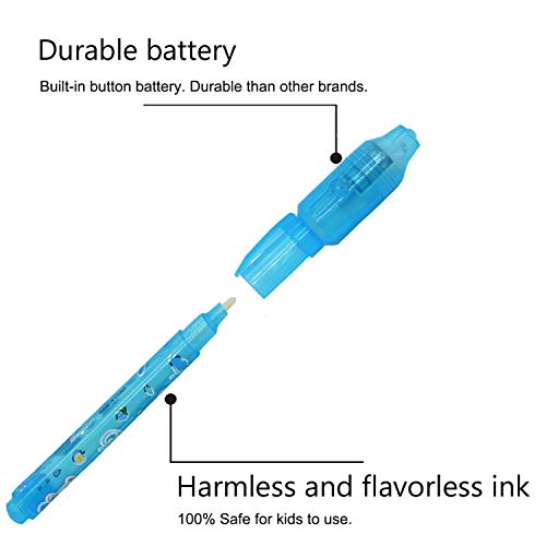 Invisible Ink Pen 24Pcs Spy Pen with UV Light Magic Marker Kid Pens for Birthday Party,Writing Secret Message for Easter Day Halloween Christmas Party Bag Gift